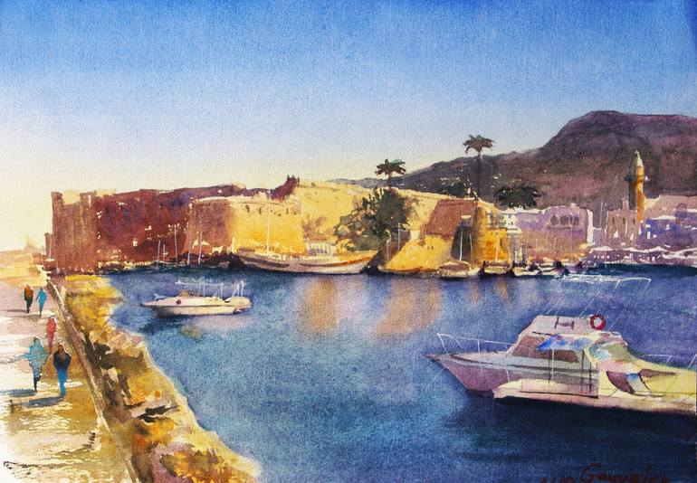 Sunny harbor Painting by Elena Gaivoronskaia | Saatchi Art