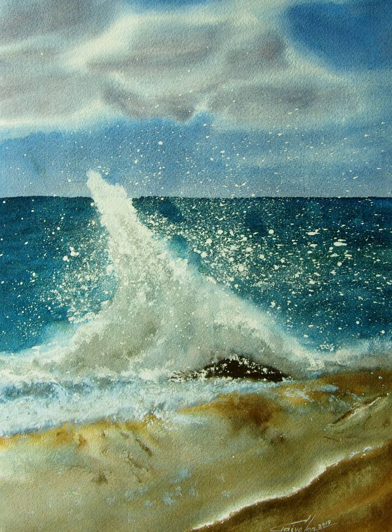 Wave spray Painting by Elena Gaivoronskaia | Saatchi Art