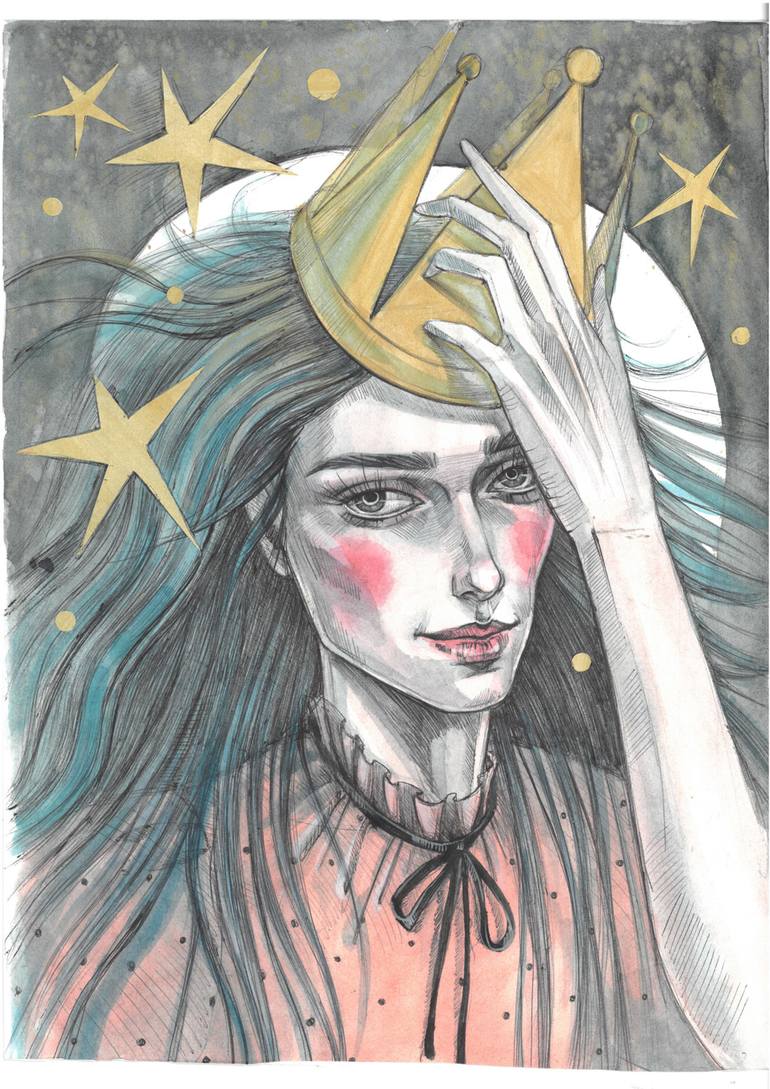 girl with crown Drawing by Daria Gutieva | Saatchi Art