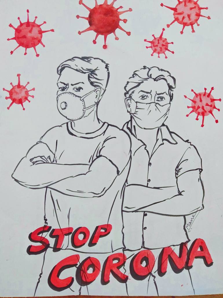 Corona fighters Drawing by Smane Sapre | Saatchi Art