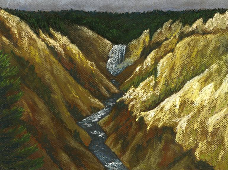 Yellowstone National Park Pastel Painting | Yellowstone Falls Signed ...