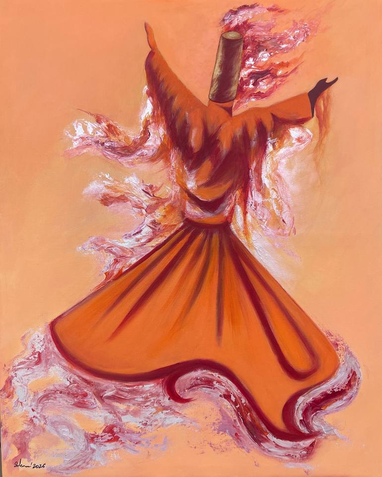 Raqs-e-Ruhani Rumi Sufi Whirling Dervish Abstract Painting by Muhammad ...