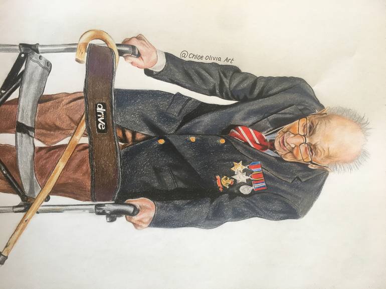 Captain Tom Moore Drawing by Chloe Robbins | Saatchi Art