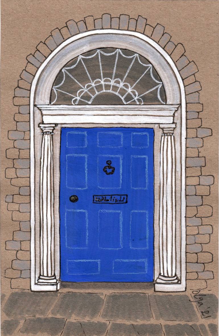 Blue door Drawing by Olga Ivanova | Saatchi Art