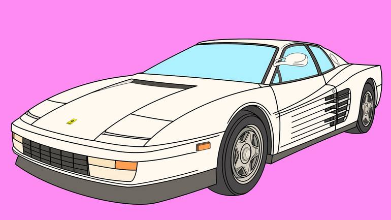 Digital drawing of iconic car Ferrari Testarossa Mixed Media by Angelo ...