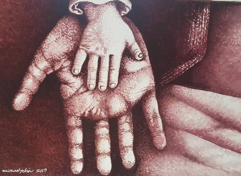 Caring Hands Painting by Michael Yc Lip | Saatchi Art