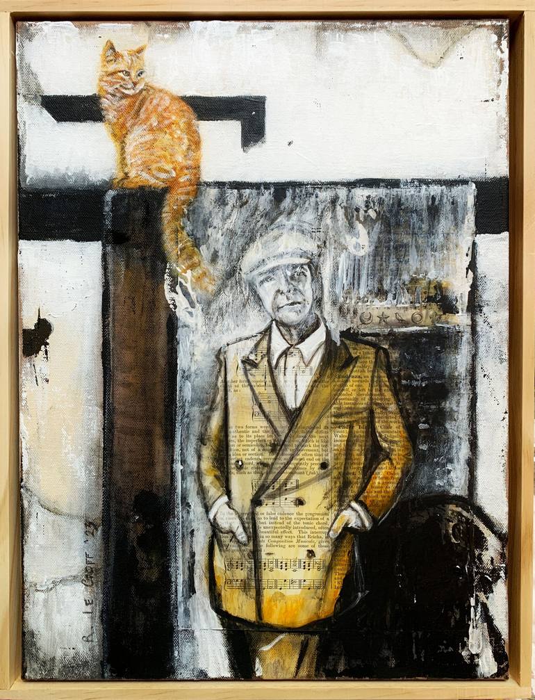 Leonard Cohen and His Cat Painting by Rachel LeGoff | Saatchi Art