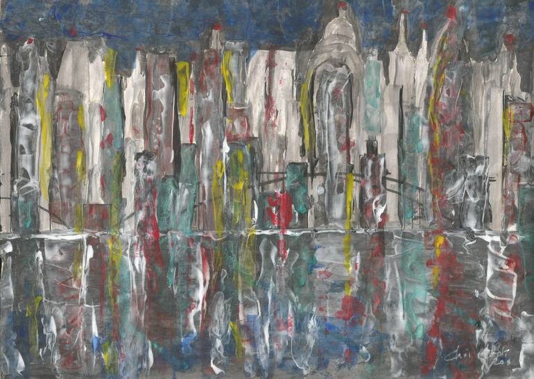 New York Waterfront Painting by chris cook | Saatchi Art