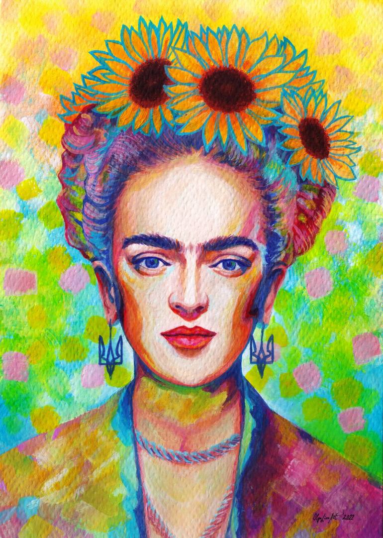 Frida Kahlo Solidarity with Ukrainian women Painting by Olga Lionart ...