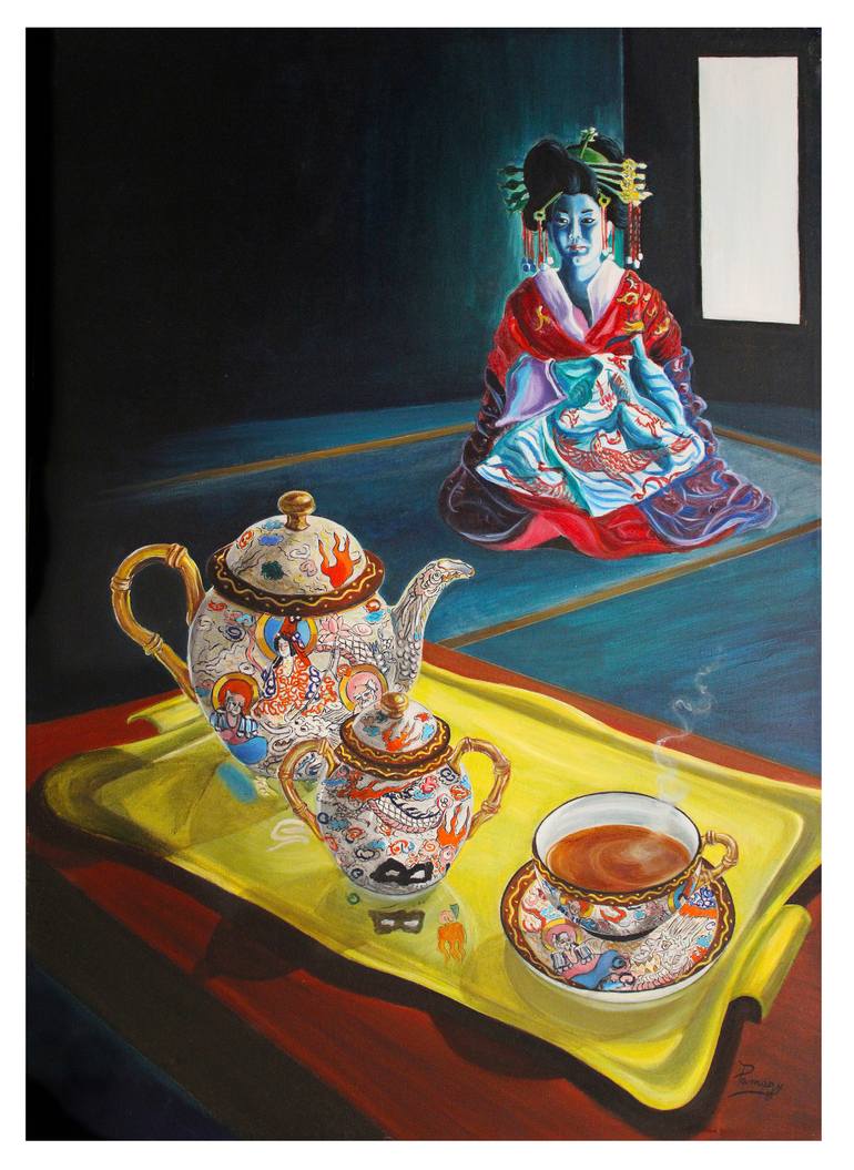 Japanese invitation for tea Painting by Silvio Donnarumma | Saatchi Art