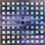 Blaues Kästchenspiel (Blue rectangle game) Painting by Carola Vahldiek ...