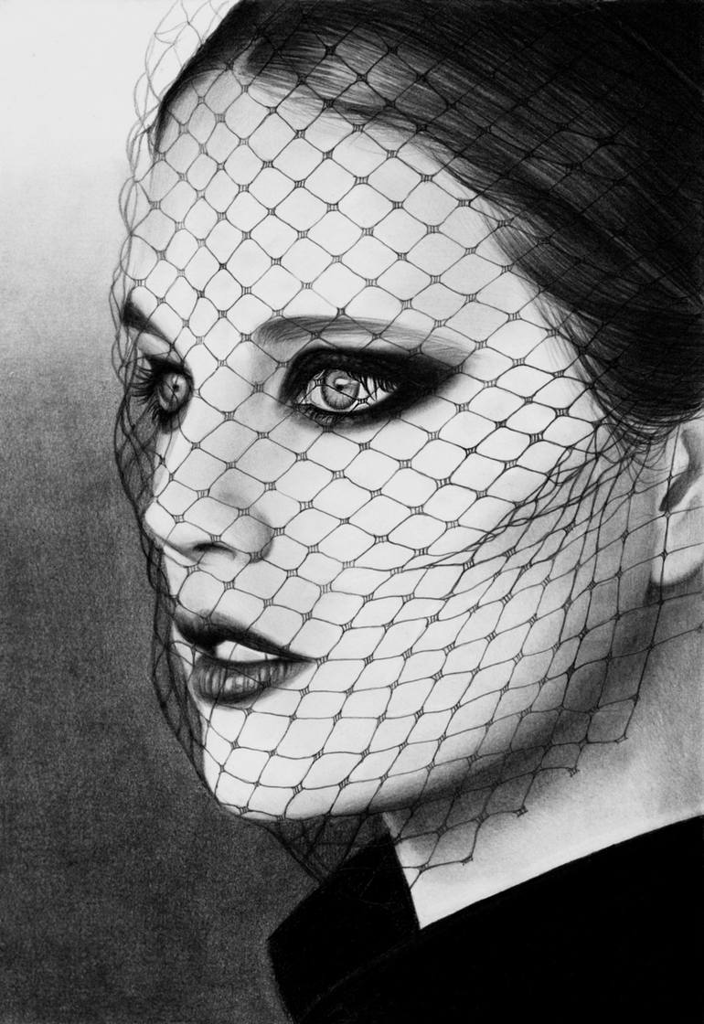 Girl with a veil Drawing by Anastasia Terskih | Saatchi Art