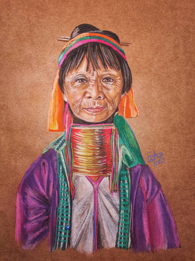 Woman from Myanmar Drawing by Asya Chashkina | Saatchi Art