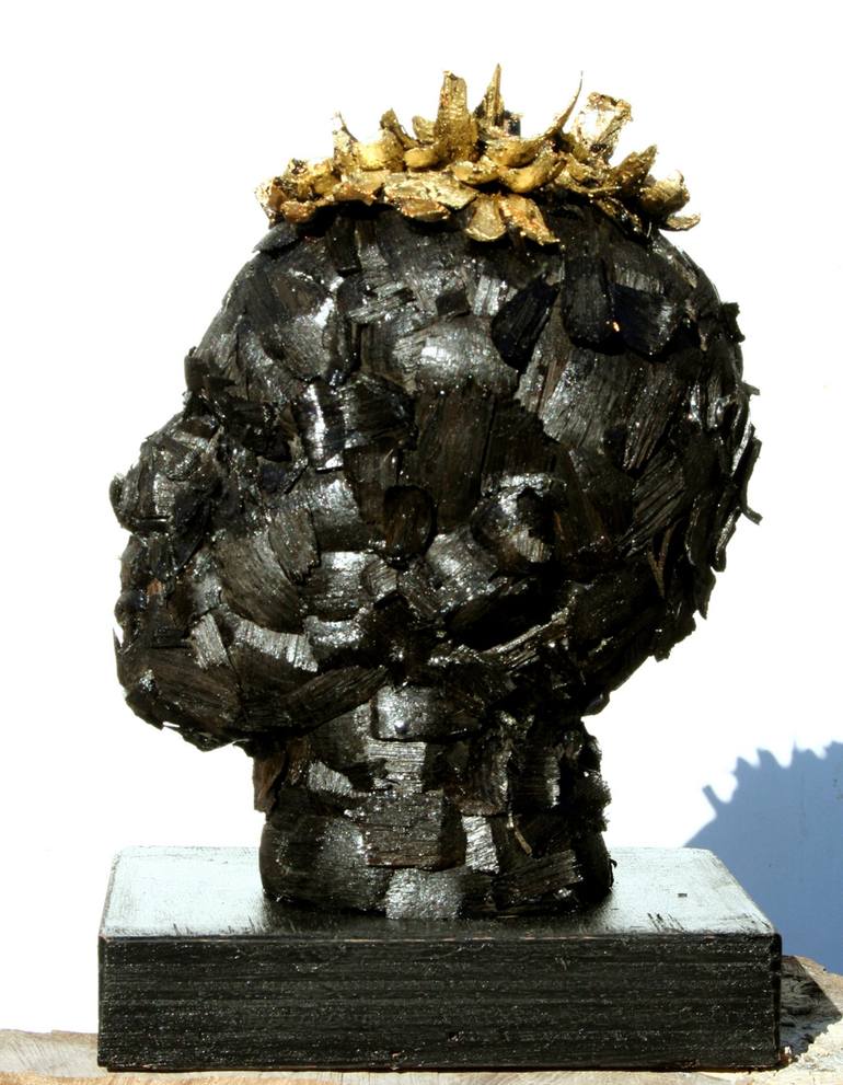 Ancient Head with Gold Top Sculpture by Robert Koenig | Saatchi Art