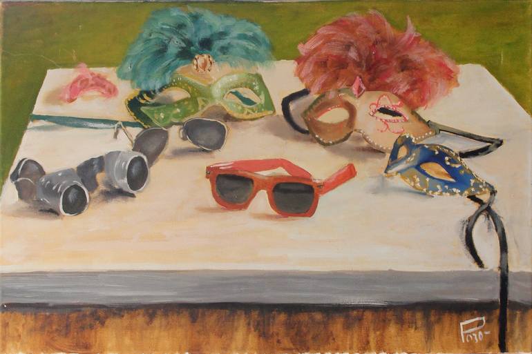 Still life with masks Painting by Valery Rozo | Saatchi Art