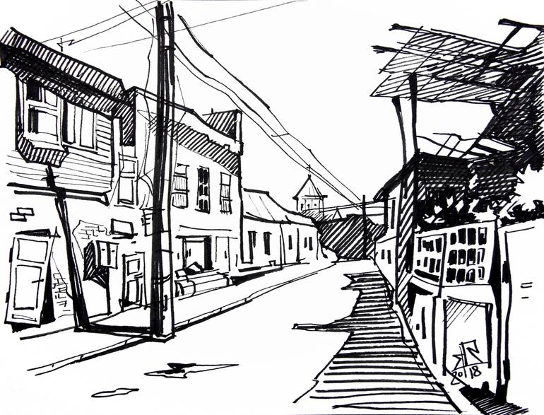 Old Tbilisi Drawing by Galina Vishnivetskaia | Saatchi Art