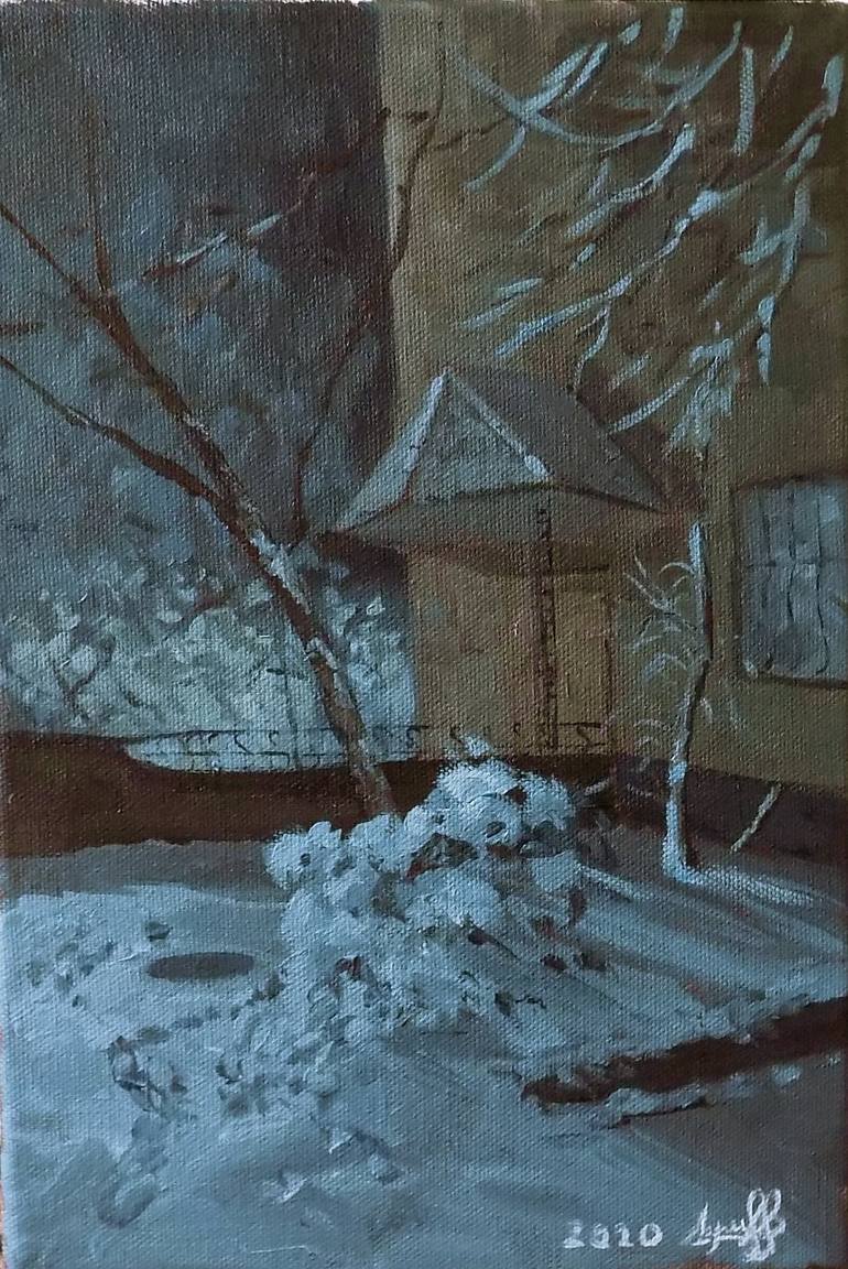 THE WINTER NIGHT – original painting cold palette dark house realistic ...