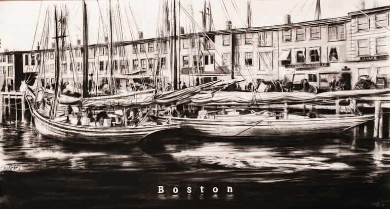 The Boston Wharf Drawing by Adam Devkota | Saatchi Art