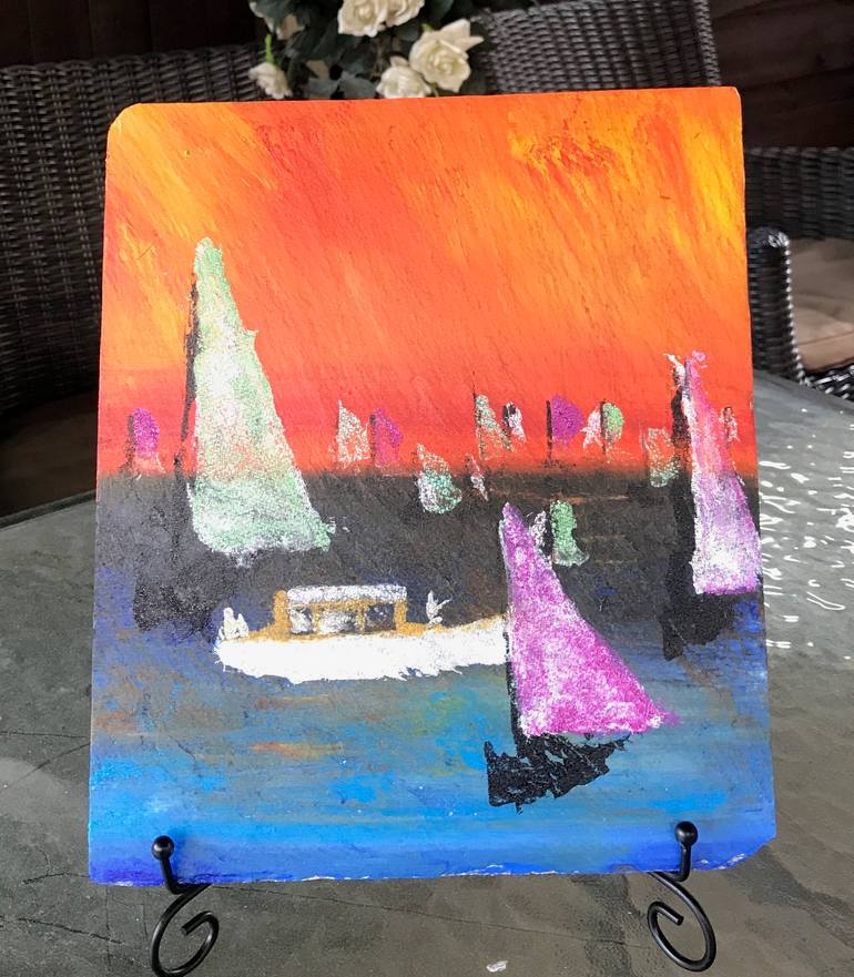 Afloat in a boat Painting by Mandie Shenton Simpson | Saatchi Art