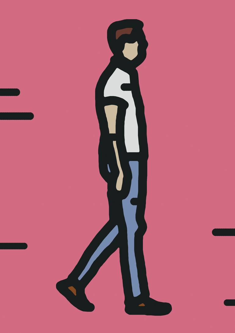 Man Walking Street Daytime 015 Painting by Jonathan Menashy | Saatchi Art