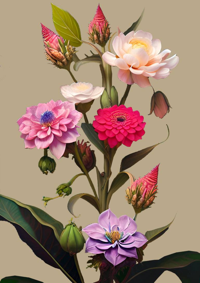 Flowers, nature, garden, plants Painting by Radii Sivak | Saatchi Art