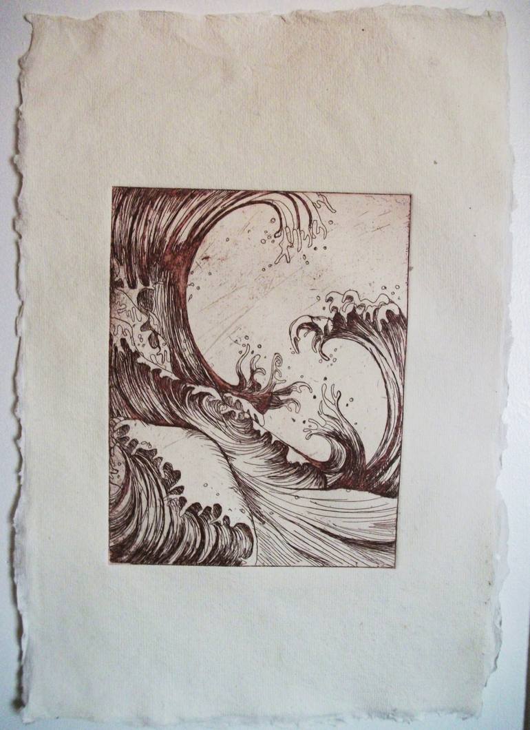 Wave Print Printmaking by Amelia Ilangaratne | Saatchi Art