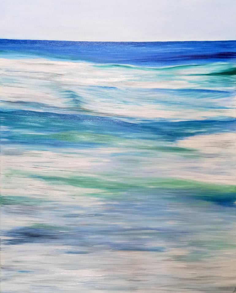 Blue abstract art. Ocean painting. Waves painting. Sea painting ...