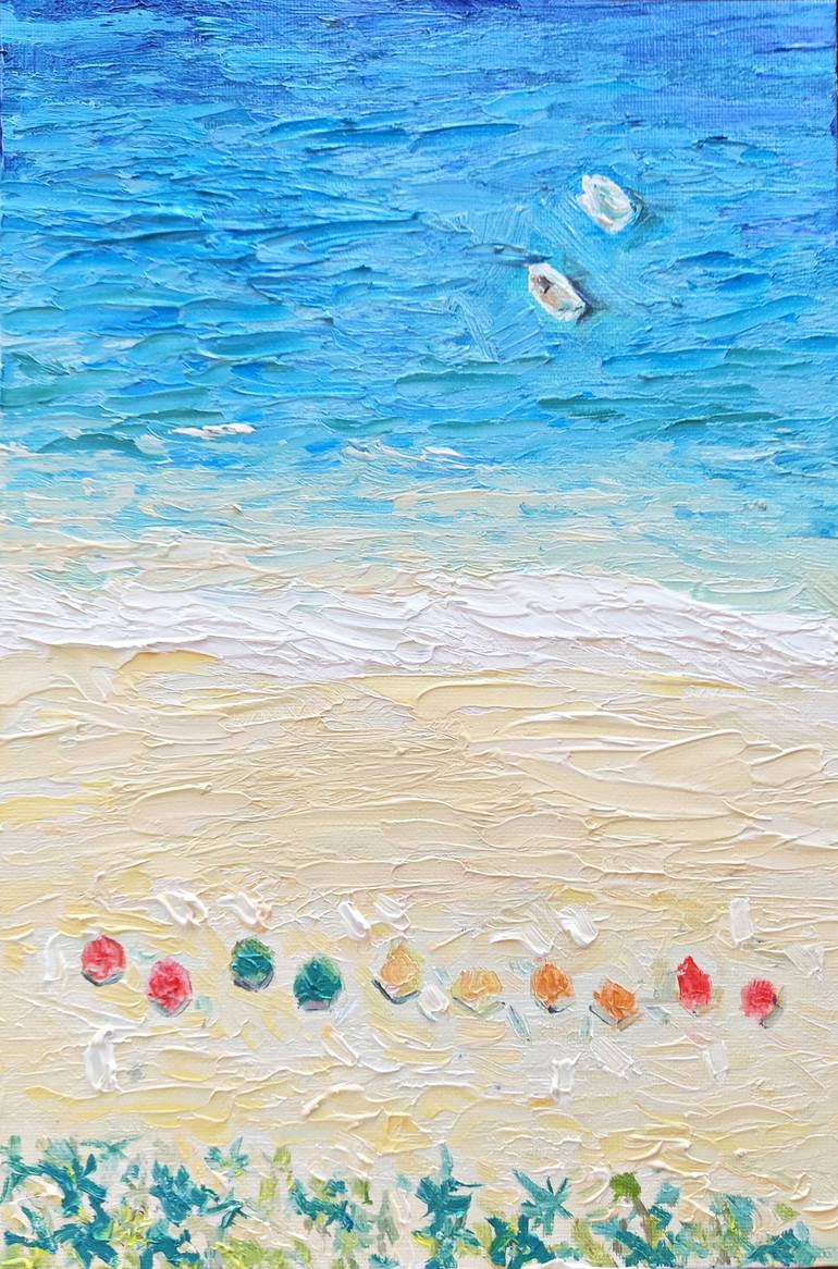 Aerial beach painting. Seascape painting. Painting by Sasha Kazantseva ...