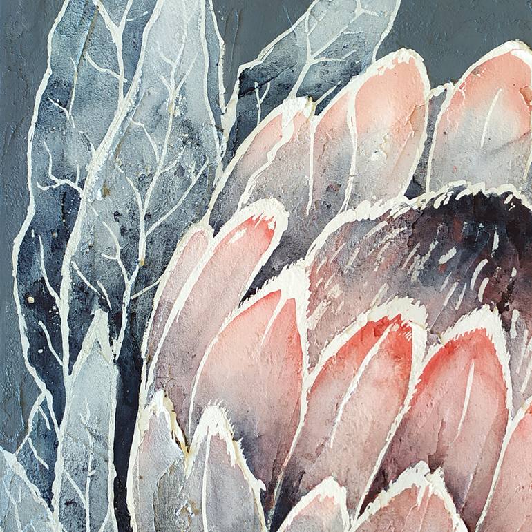 Monochrome Protea Painting by Ekaterina Prisich | Saatchi Art
