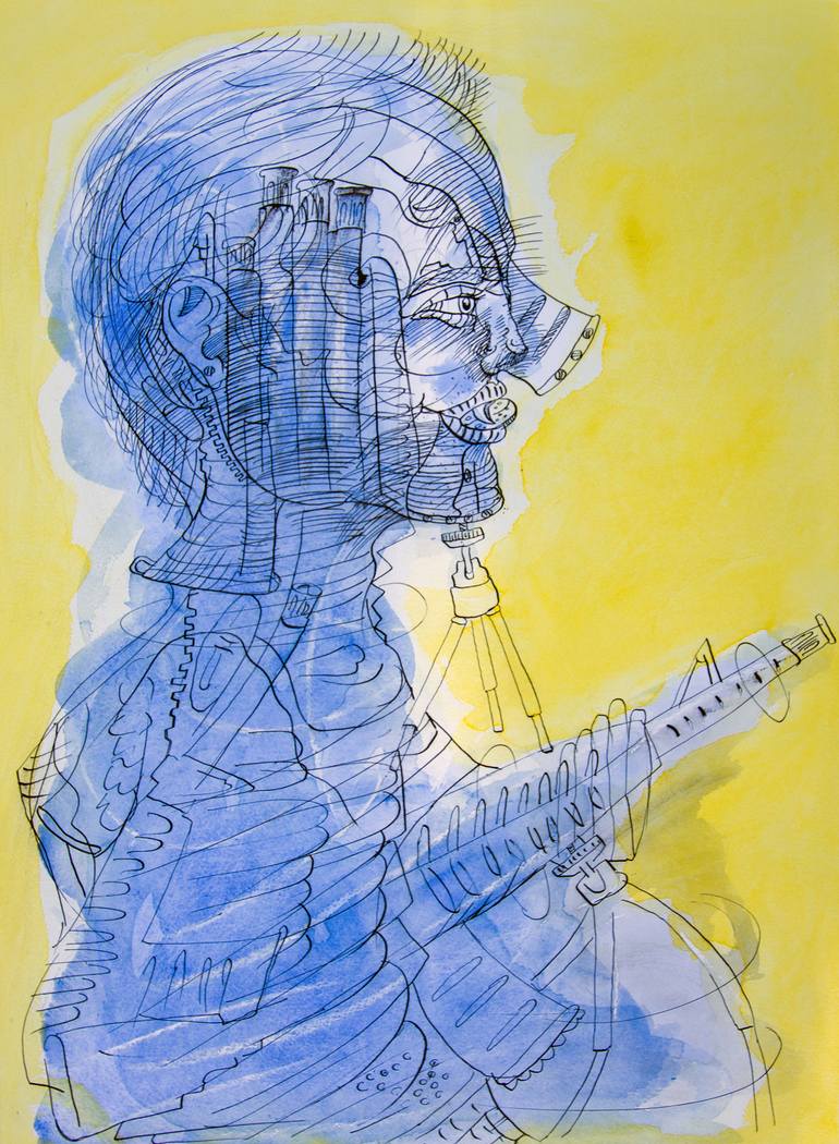 Gun Metal Man Drawing by Gerry Gleason | Saatchi Art