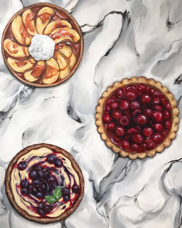 We three tarts. Painting by Chloe Nava | Saatchi Art