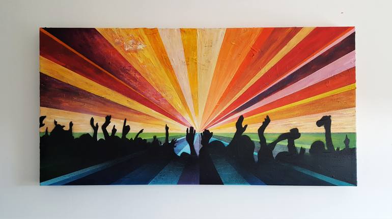 Crowd With A Cloud (Rave) Painting by Chris Swain | Saatchi Art