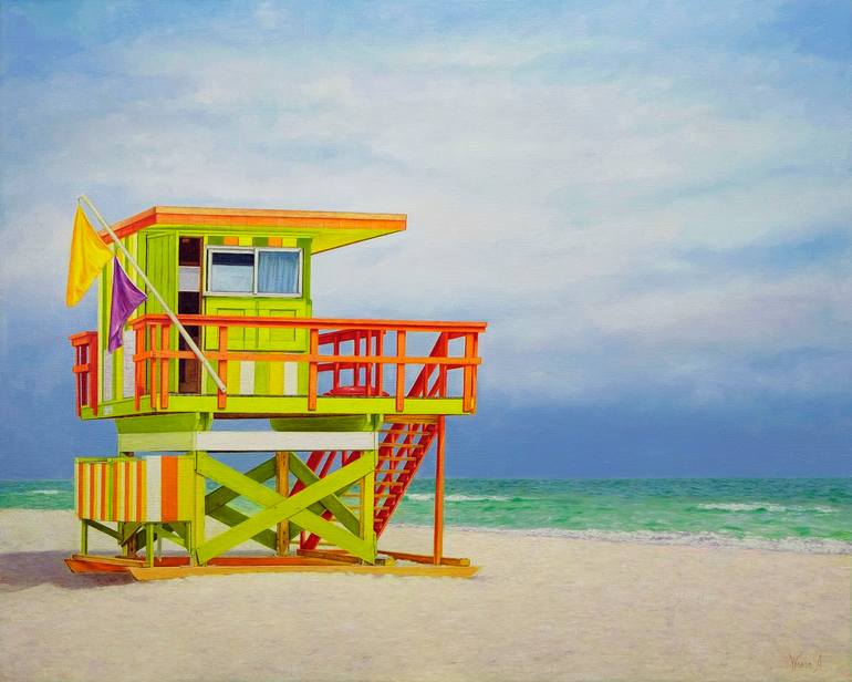 Miami. Lifeguard Tower. Painting by Anastasia Woron | Saatchi Art