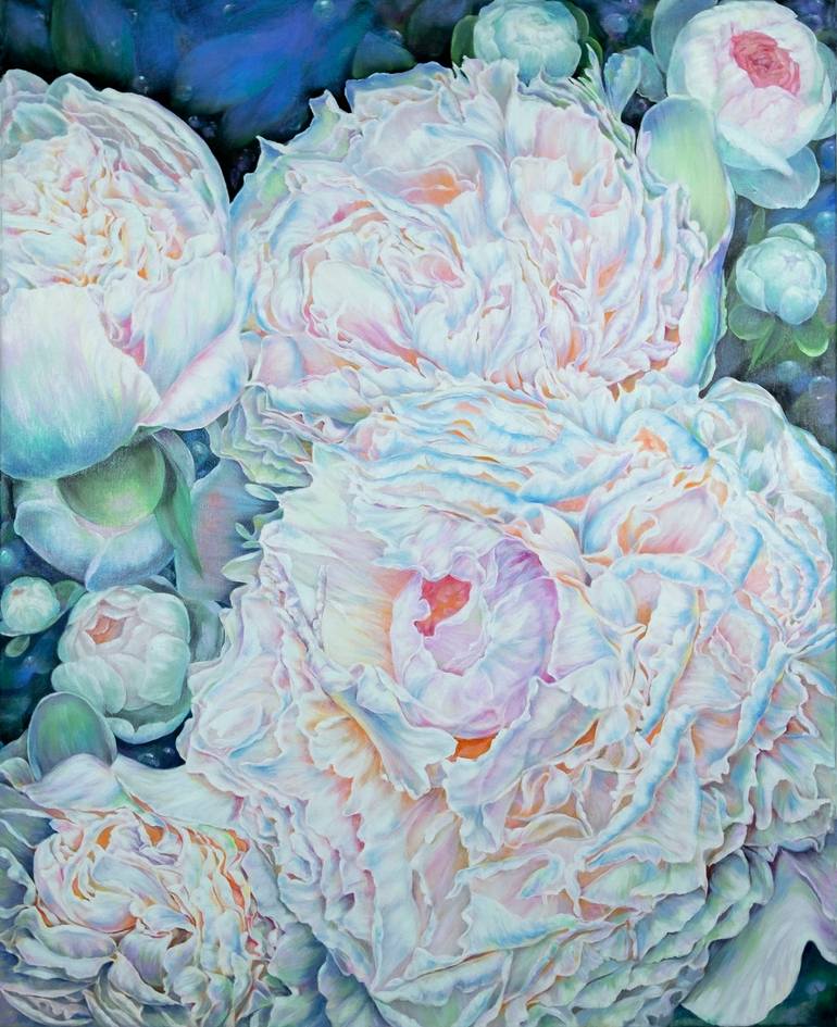 PEONIES PEARLS Painting by Anastasia Woron | Saatchi Art