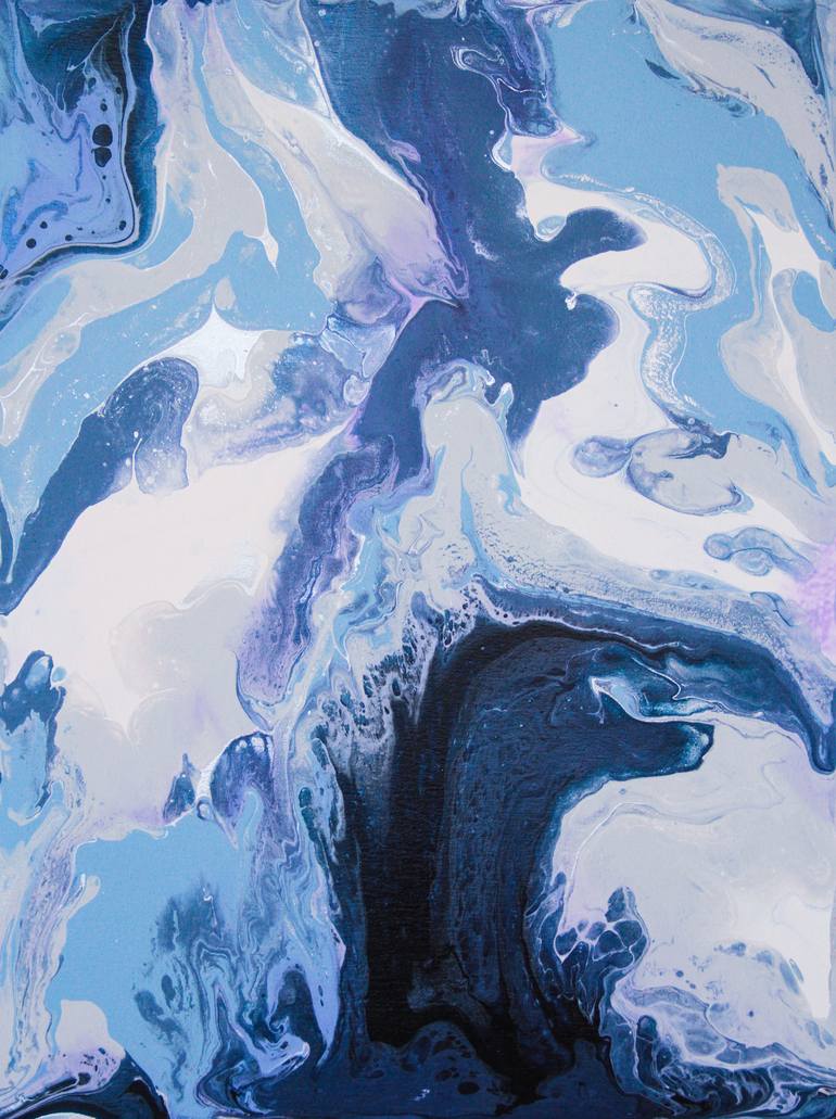 Wild wind/ blue fluid abstract nature organic Painting by Elizaveta ...