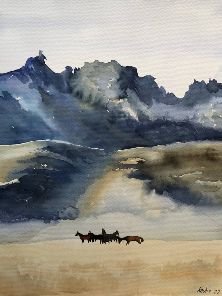 Mountains Painting by Anastasiya Kharchenko | Saatchi Art