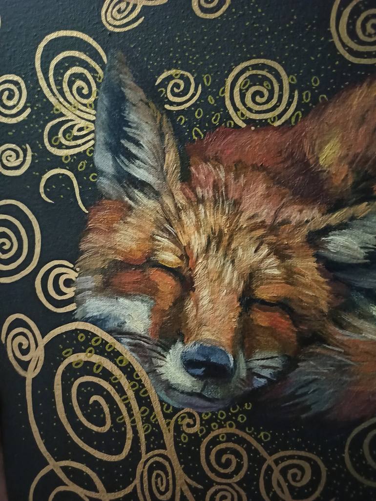 SWEET DREAM FOX - oil painting, wall art, original gift Painting by ...