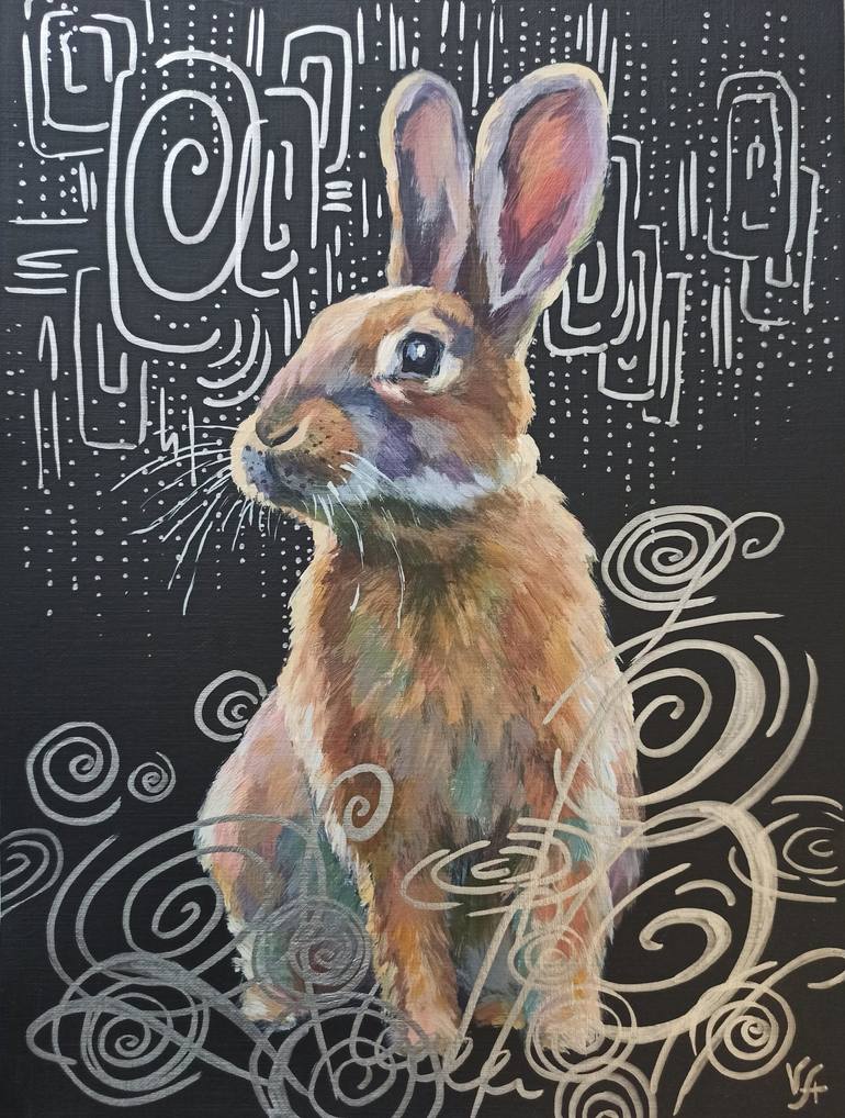 RABBIT - acrylic painting, original gift, interior art Painting by ...