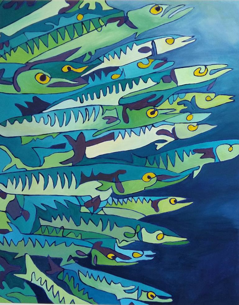 BARRACUDAS Painting by Florence Tedeschi | Saatchi Art