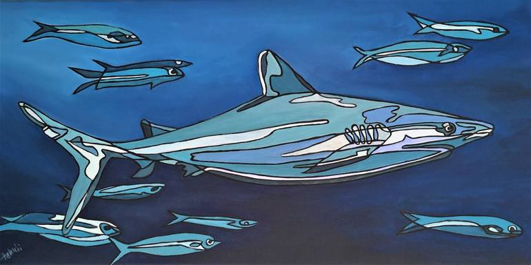 REEF SHARK Painting by Florence Tedeschi | Saatchi Art