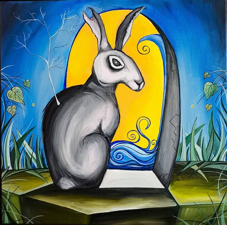 Leonard the Rabbit Painting by Katerina Kreovska | Saatchi Art