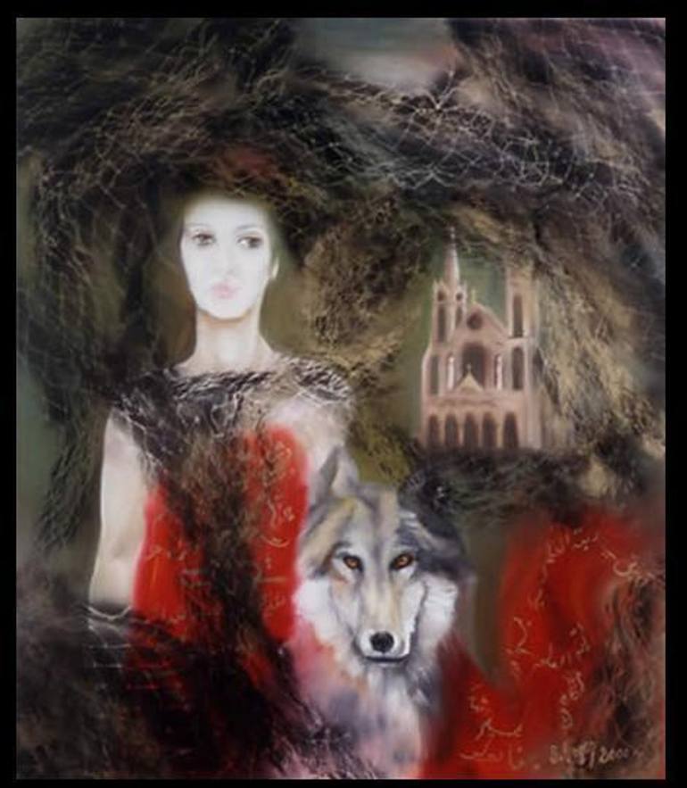 Woman and Wolf Painting by Sevil Soyer | Saatchi Art
