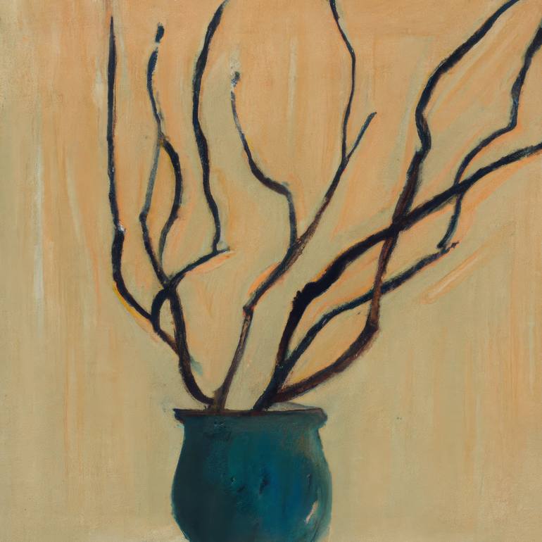 Fauvism and impressionism still life painting of plants in a vase ...
