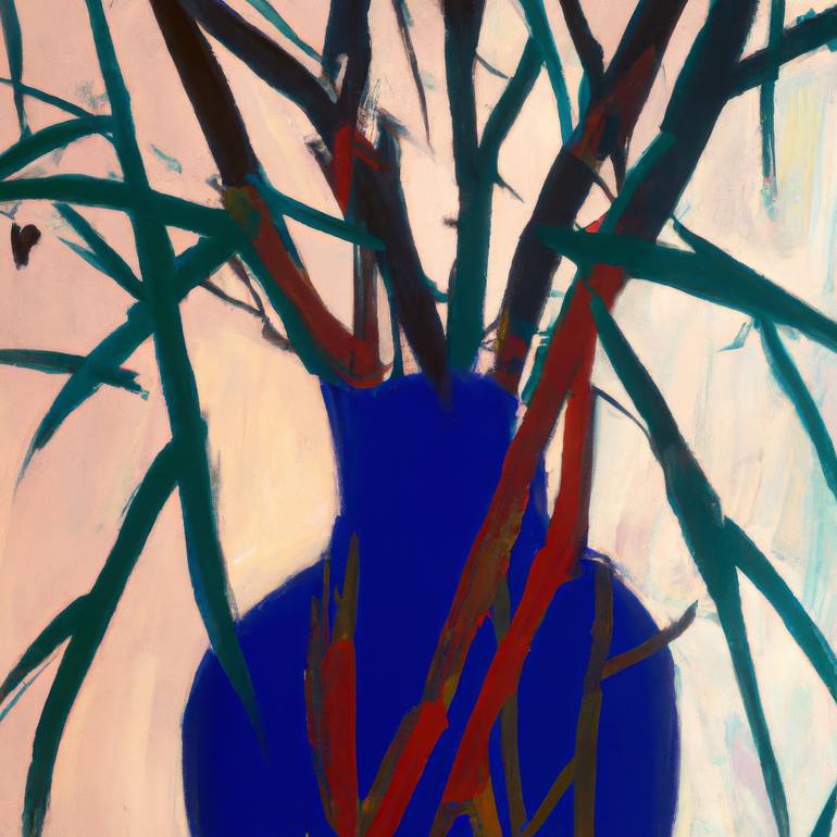 Fauvism and impressionism still life painting of plants in a vase ...