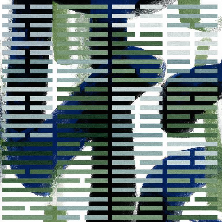 I Ching Abstract Impressionist Calligraphy Digital Art Green Blue ...
