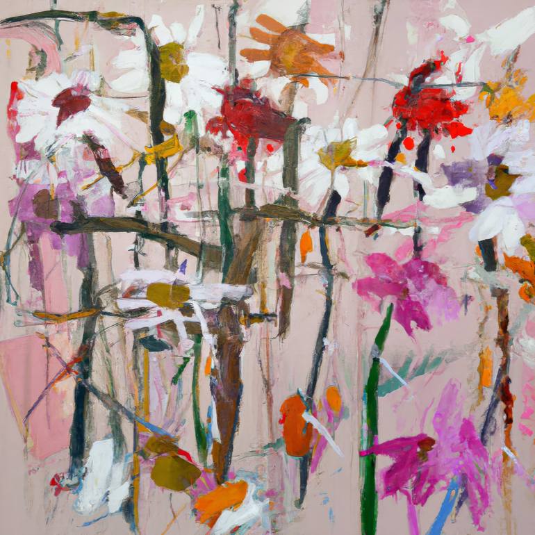 Abstract expressionist flower botanic plant nature Digital by Min Zhang ...