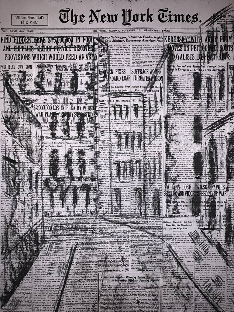 New York times Drawing by Natalia Gorodnicheva | Saatchi Art