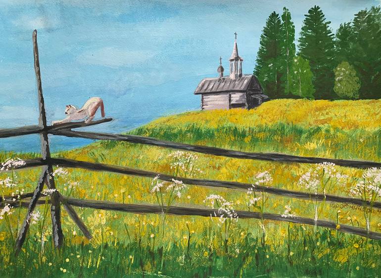 The village of Rodina. Painting by Natalia Gorodnicheva | Saatchi Art