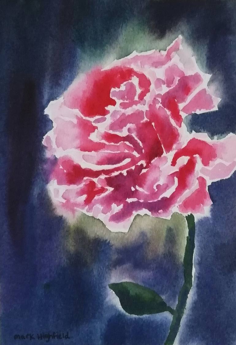 Single Pink Rose Painting by Mark Highfield | Saatchi Art