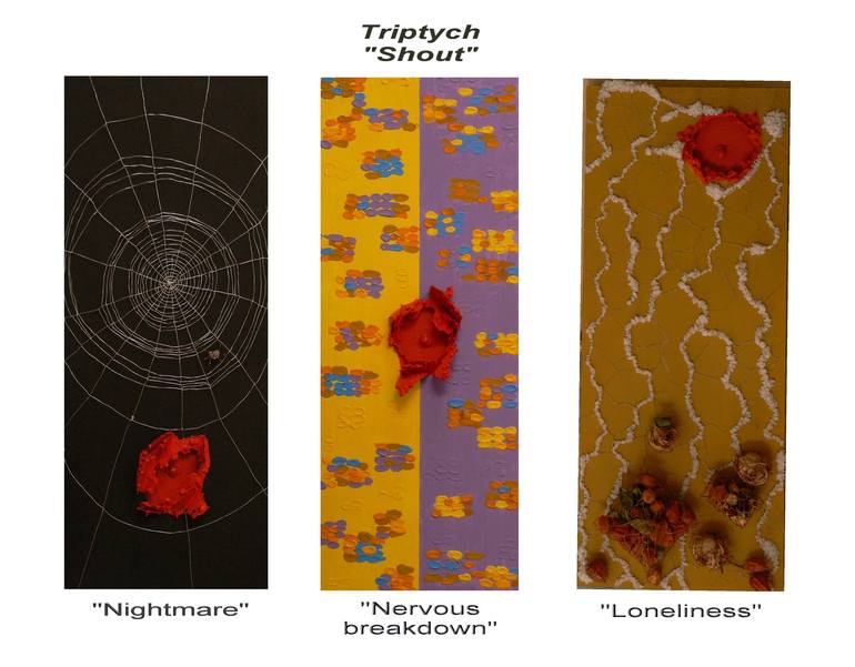 Triptych Shout Painting by Irina Korneewa | Saatchi Art